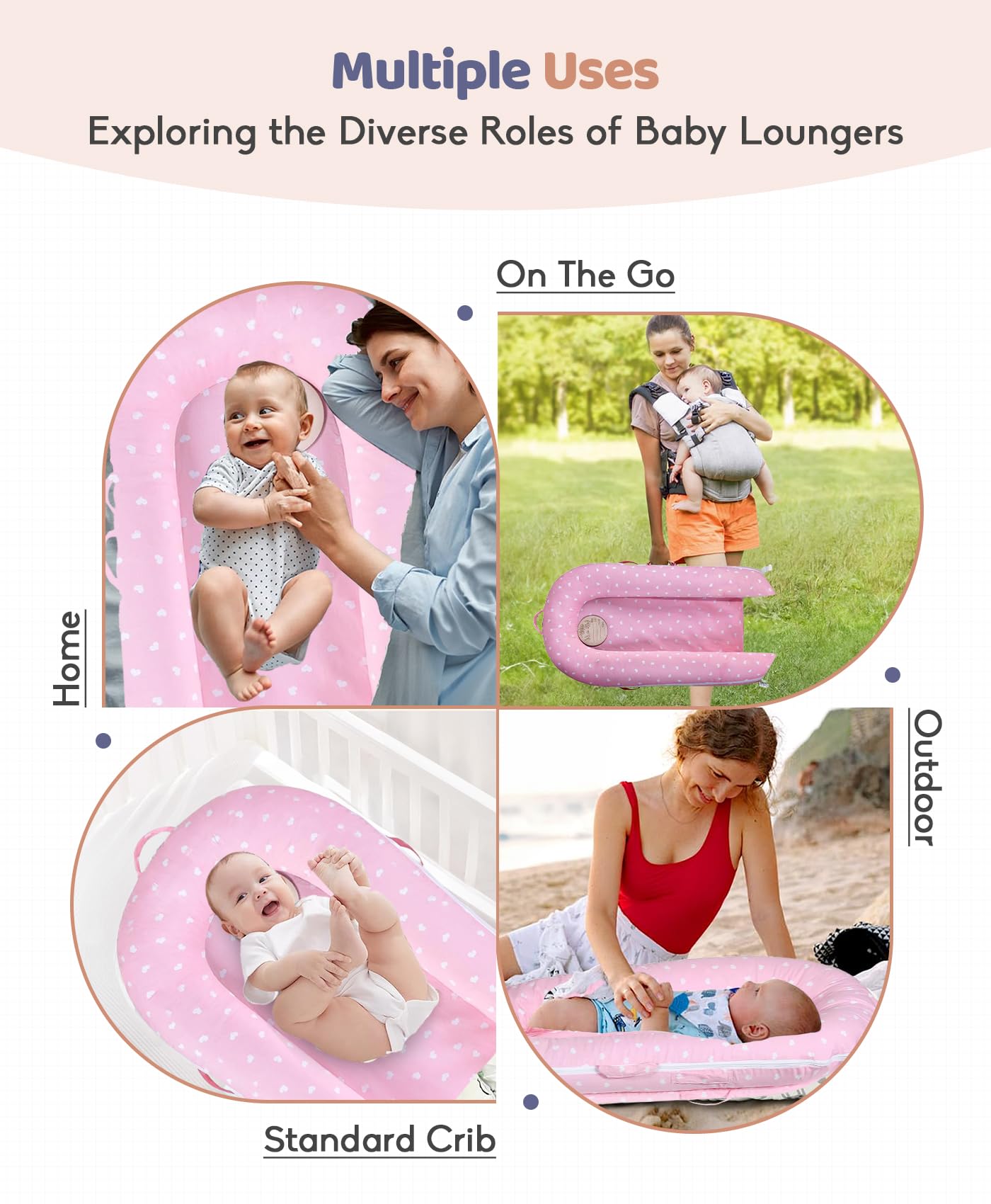 Newborn Lounger Cover for DockATot Deluxe | Cover Replacement Only for Baby Nest | 100% Cotton | Includes “Hello World” Sign (Pastel Geometry) | The Cover is not Created by Dockatot