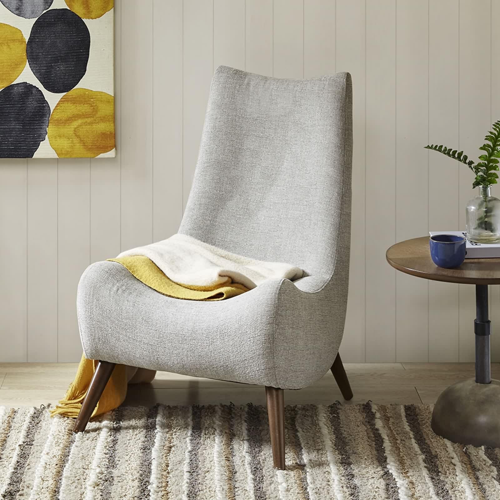 Dsnyu Solid Wood Chair, Modern Living Room Chairs Accent Seating Armless Tan Comfy Home Furniture 29.50" L X 24" W X 36.50" H