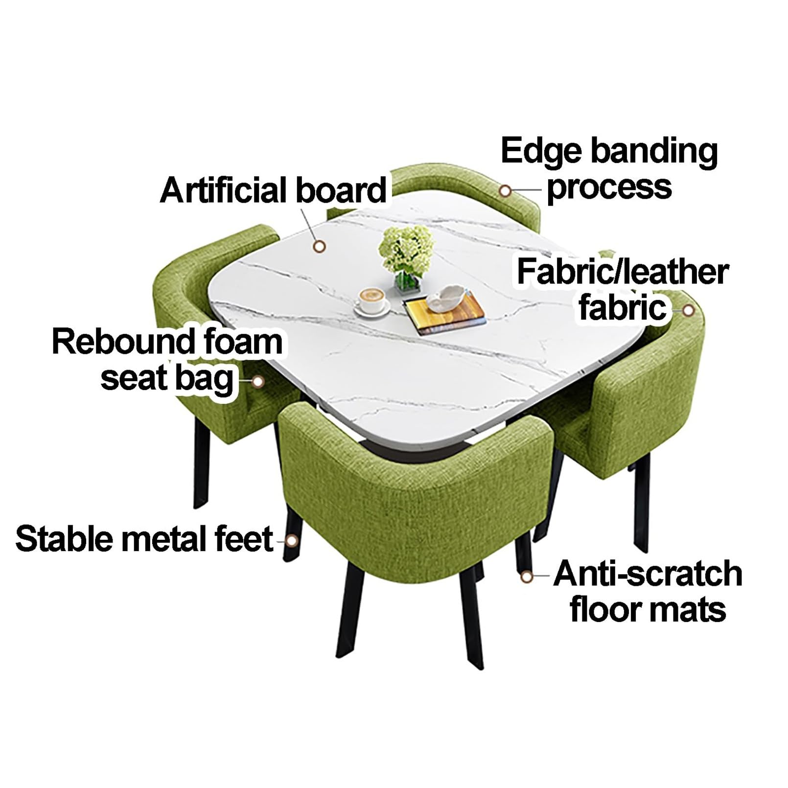 Round Dining Table Set With 4 Chair,Small Office Conference Room Tables And Chairs,Round Tables Conference,Space-Saving,Modern Leisur Dining Room Furniture For Kitchen Lounge Living Room ( Size : B6 )