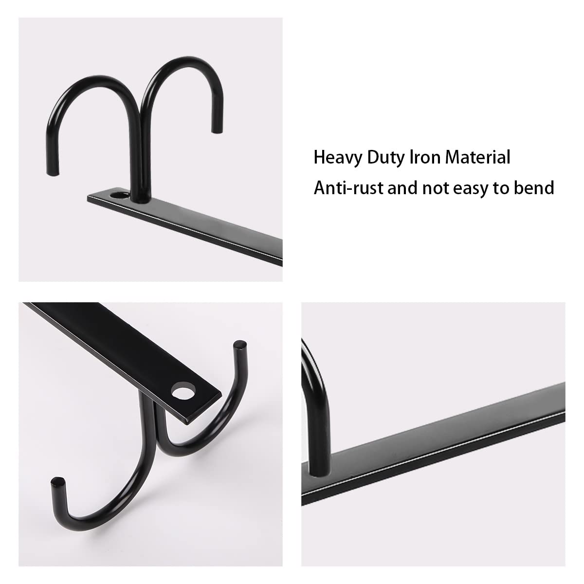 Fvstar 2pcs Mugs Holder Under Cabinet,Coffee Cups Hooks Under Shelf,Metal Mugs Drying Racks,Iron Mugs Hanging Organizer,Under Cabinet Hanger for Mugs,Kitchen Utensils,Black