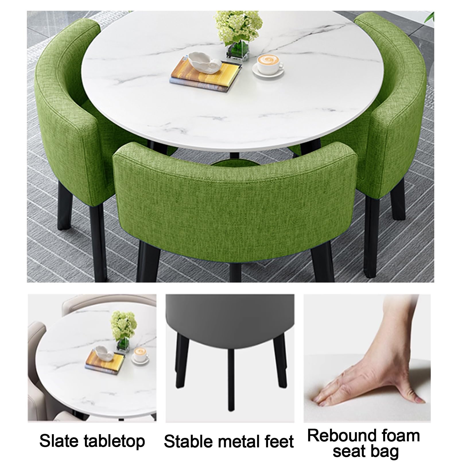 Round Dining Table Set With 4 Chair,Small Office Conference Room Tables And Chairs,Round Tables Conference,Space-Saving,Modern Leisur Dining Room Furniture For Kitchen Lounge Living Room ( Size : B6 )