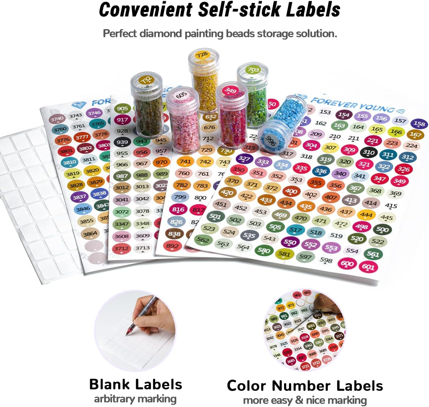 Diamond Painting Storage Containers, 2 Packs 60 Jars Bead Organizer and Diamond Painting Labels, Bead Organizers and Storage for Diamond Painting Accessories, Diamond Art Storage, Diamond Dots Storage