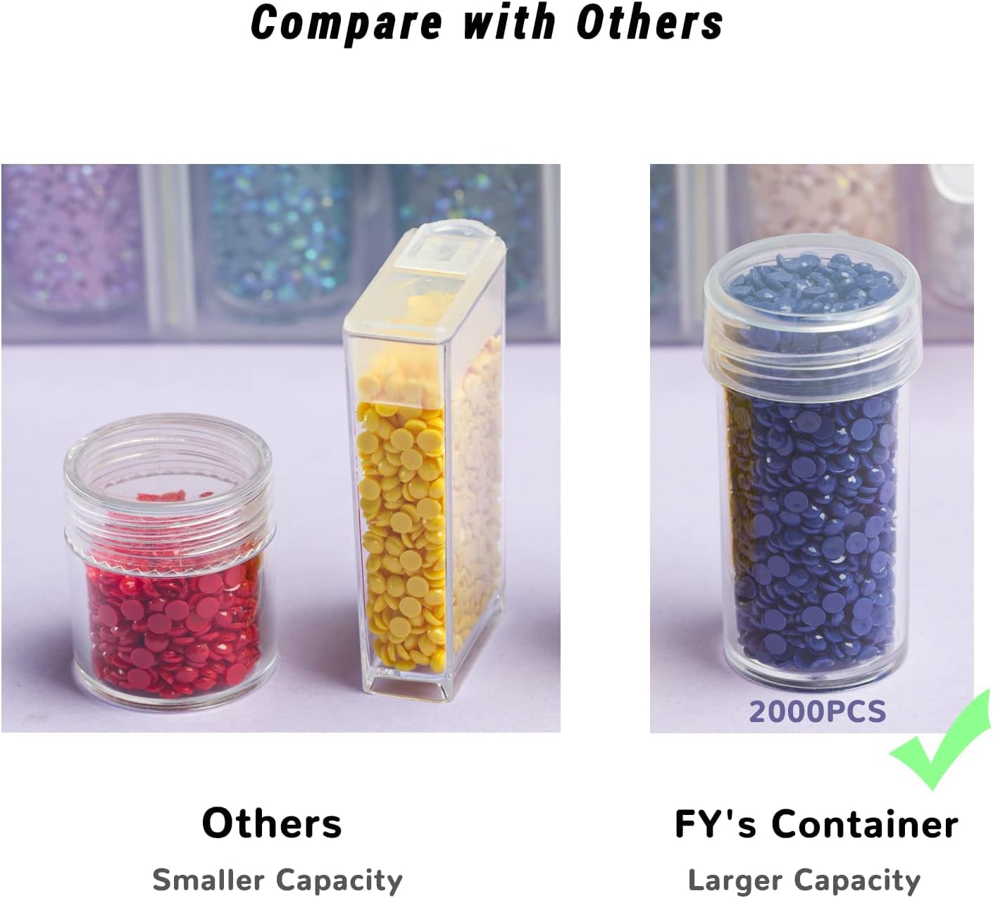 Diamond Painting Storage Containers, 2 Packs 60 Jars Bead Organizer and Diamond Painting Labels, Bead Organizers and Storage for Diamond Painting Accessories, Diamond Art Storage, Diamond Dots Storage
