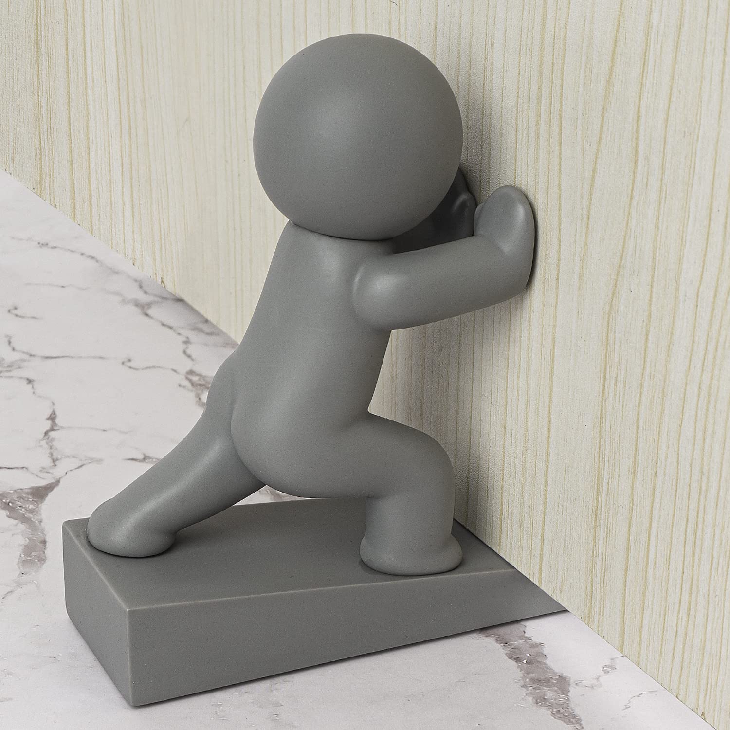 Cute Door Stopper, Buddy Decorative Door Stop, Protects Your Floors (Gray, 1 Pack)