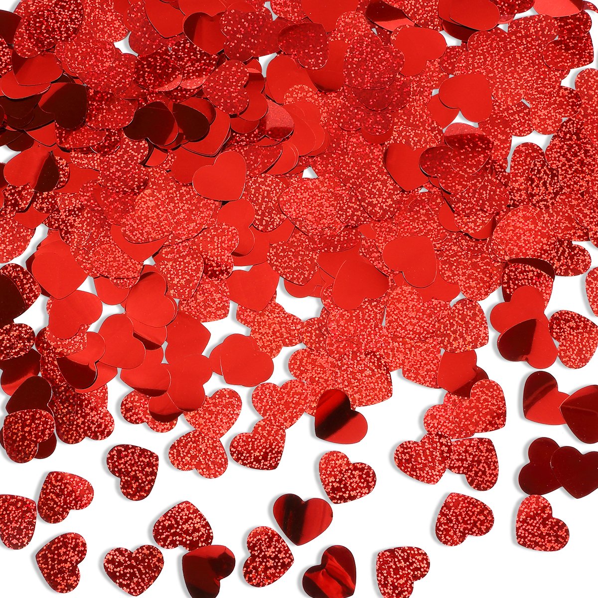 600Pcs Valentines Day Heart Confetti, Red Glitter Valentines Confetti Hearts, Hearts Table Confetti Decorations for Valentine's Day Wedding Anniversary Party Home Table Decoration Photo Booth Backdrop