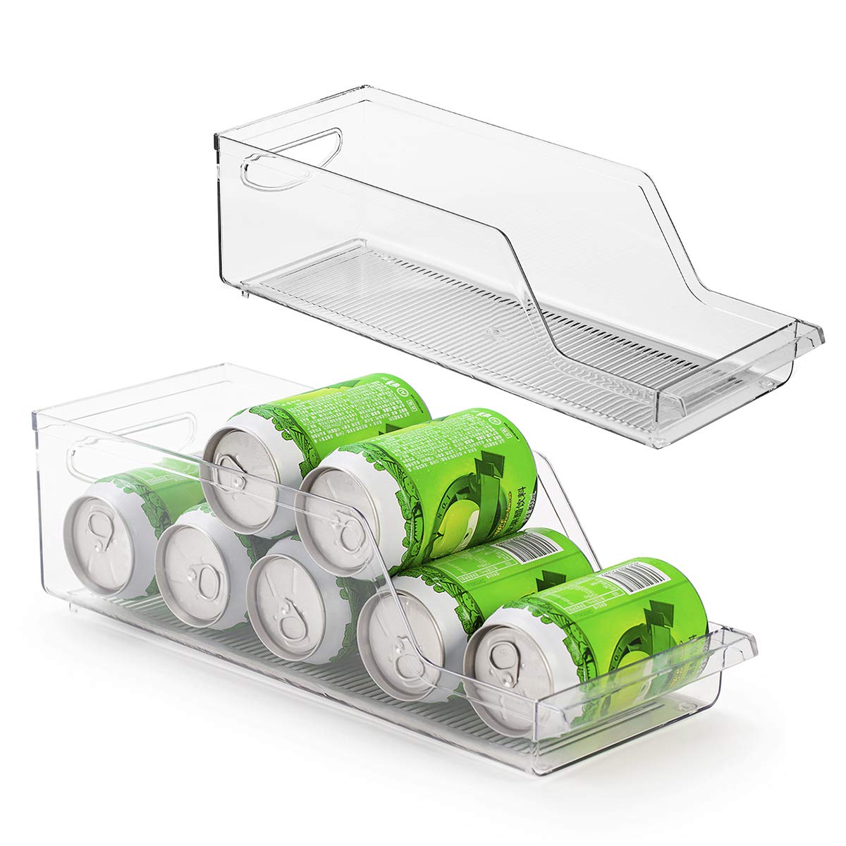 Soda Can Organizer for Refrigerator 2 Pack Can Organizer for Pantry, Freezer, Kitchen, Countertop, Cabinet -Clear Refrigerator Organizer Bins