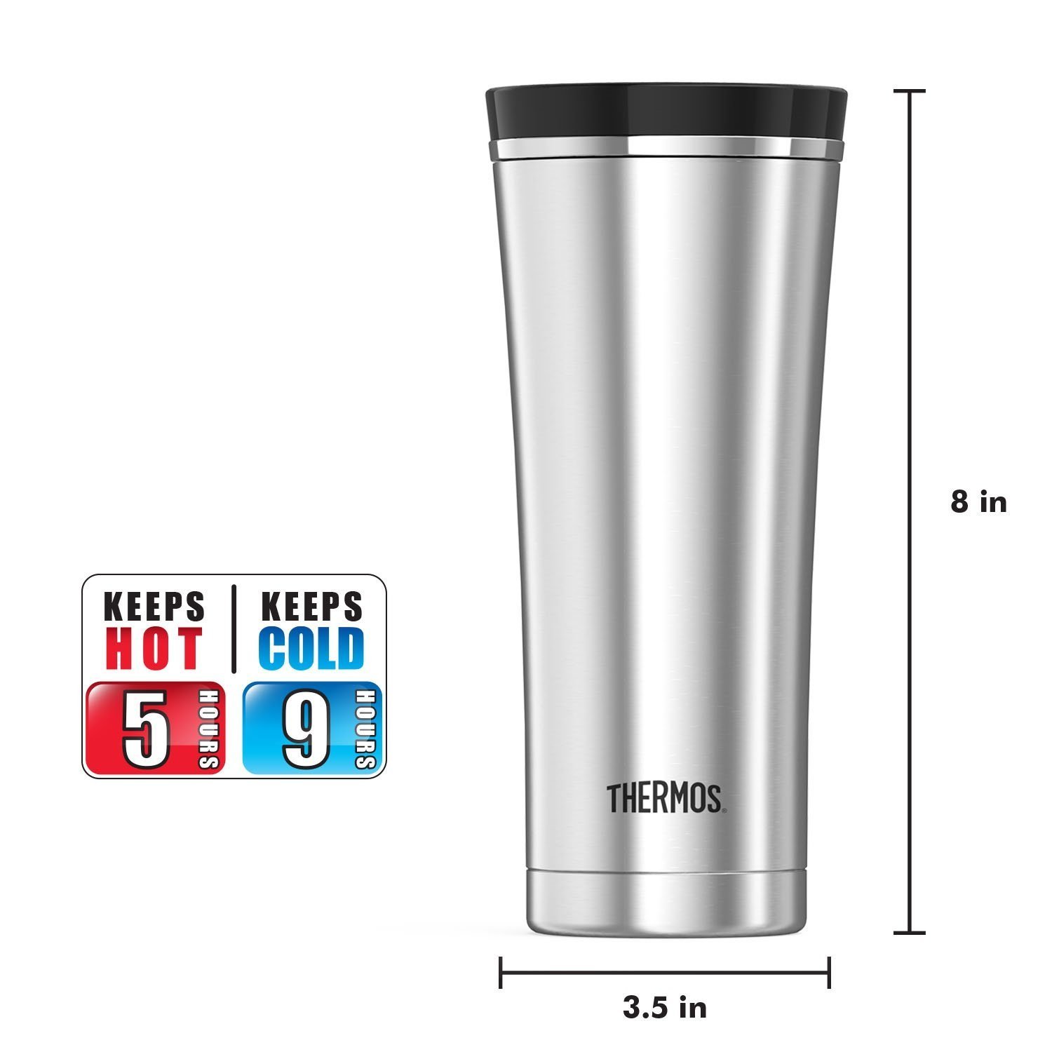 THERMOS 16 Ounce Vacuum Insulated Stainless Steel Travel Tumbler
