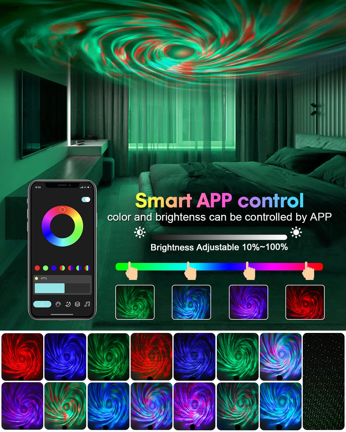 Star Projector Galaxy Projector, Happy Birthday Decorations Gift Night Light with Remote Nebula Starry Light Projector Twinkling Ceiling Stars Projection for Home Gaming Bedroom Kids Room Decor Light