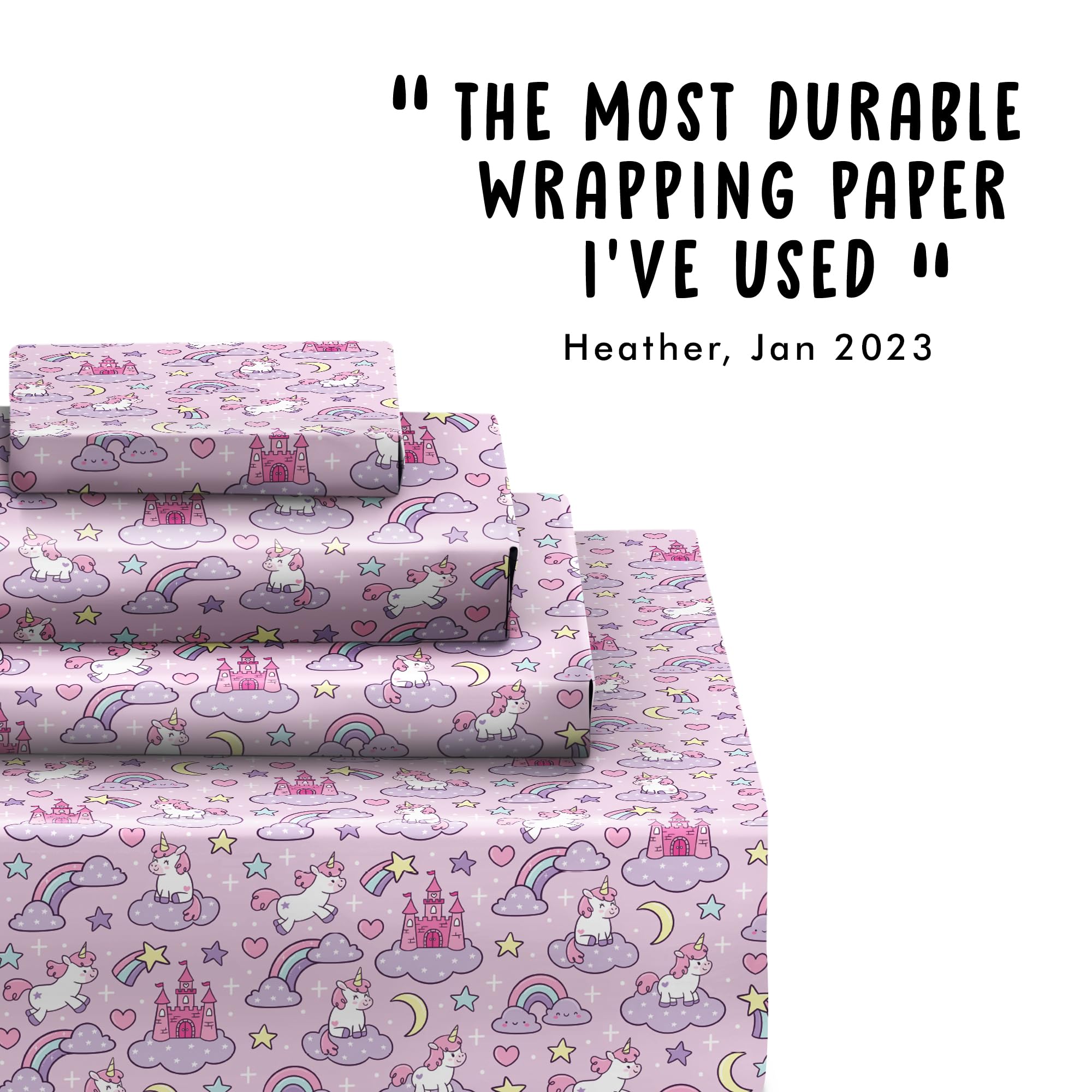 CENTRAL 23 Magical Wrapping Paper (x6) Sheets - Pink Unicorn Gift Wrap - Castles and Princesses - For Girls Kids New Baby - 1st 2nd 3rd