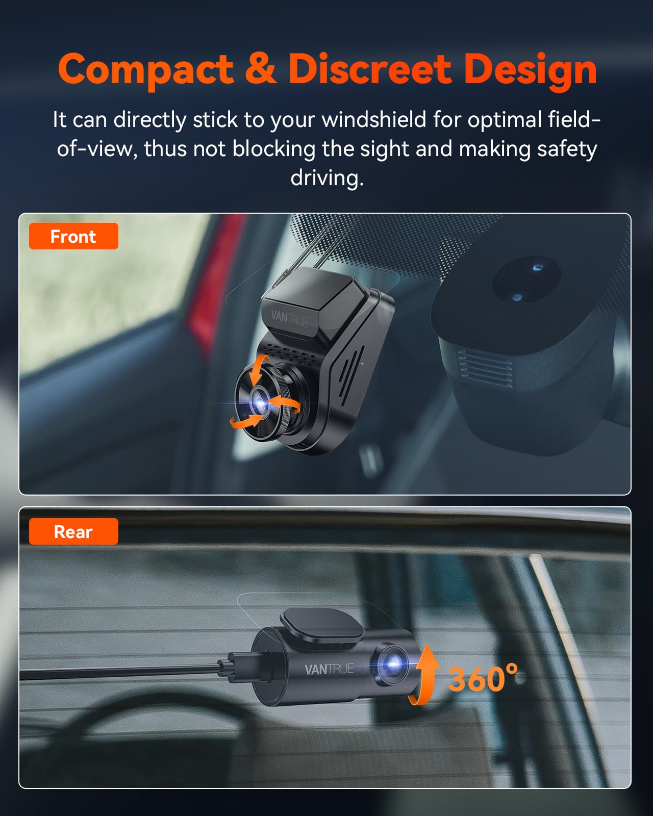 【Bundle: Vantrue S1 PRO Dual Dash Cam + Vantrue CPL Filter】 Vantrue S1 Pro 2.7K Front and Rear 5G Wi-Fi Dash Cam, 1944P Dual Hidden Dash Camera for Cars, Super Night Vision, Motion Detection