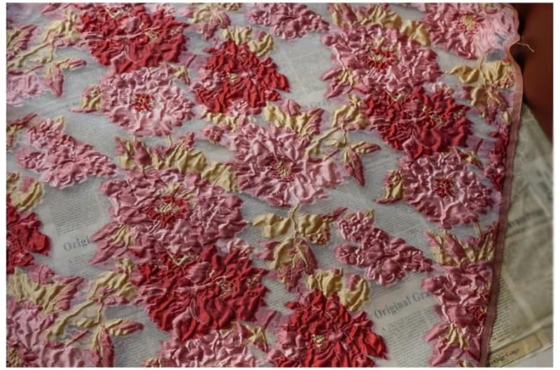 XMTXZYM 2 Meter Yarn Dyed Embossed Jacquard Fabric Women's Dress DIY Sewing Fabric