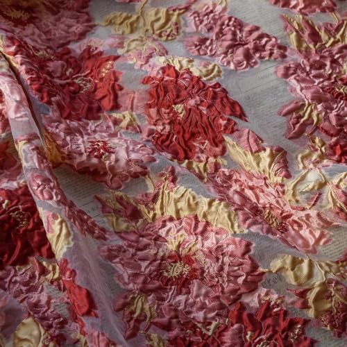 XMTXZYM 2 Meter Yarn Dyed Embossed Jacquard Fabric Women's Dress DIY Sewing Fabric