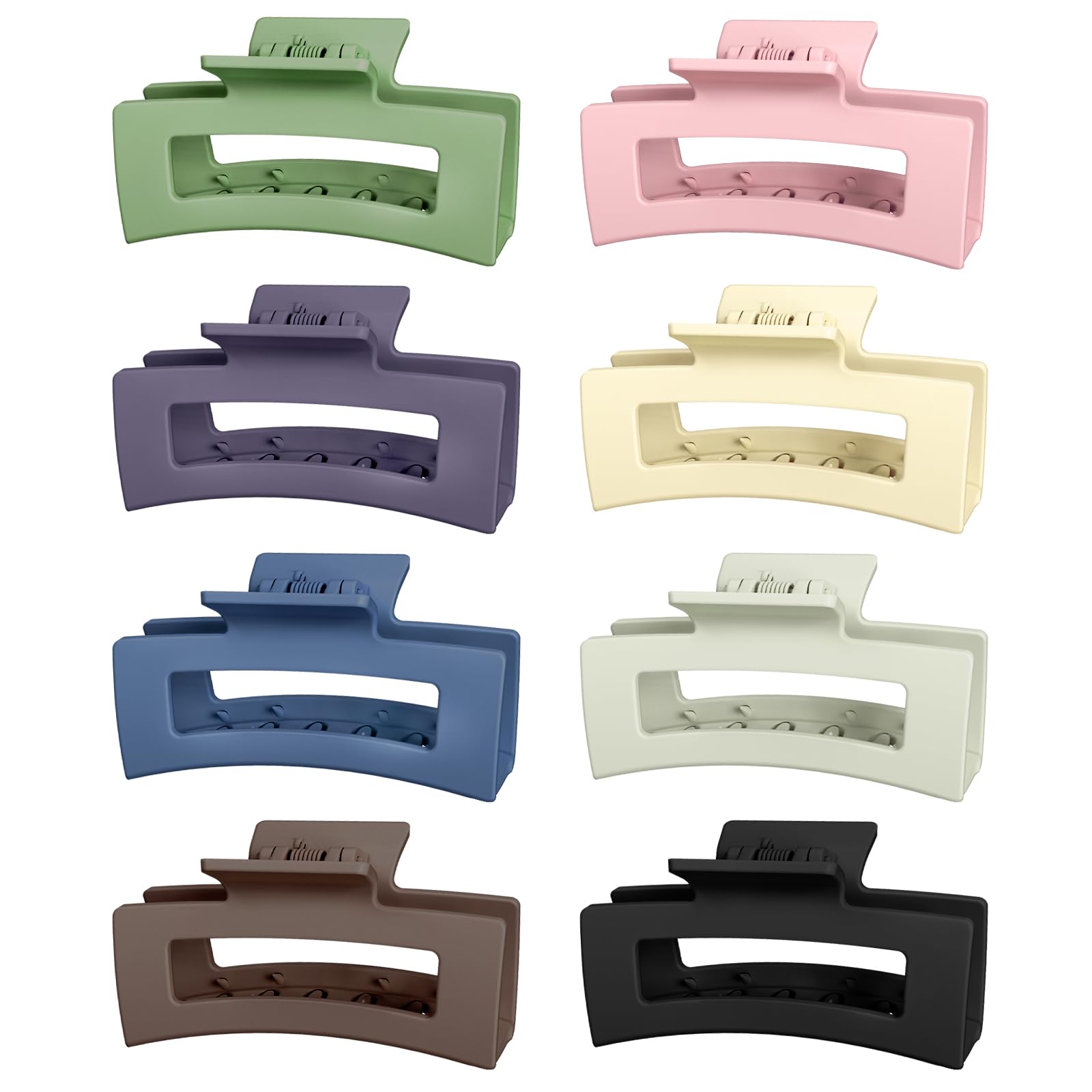 8pcs Hair Clips Set, Non-slip Hair Claw Clips 3.5 in. Acrylic Banana Rectangle Claw Clips Matte Hair Clips Hair Clamps Hair Styling Accessories for Women Girls Thin to Thick Hair, Colorful Series