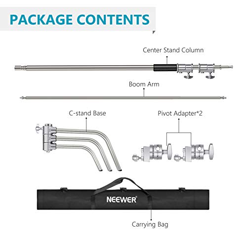 Neewer 10 Feet/3 Meters C-Stand Light Stand with 4 Feet/1.2 Meters Extension Boom Arm, 2 Pieces Grip Head and Carry Bag for Photography Studio Video Reflector, Umbrella, Monolight, etc (Basic Version)