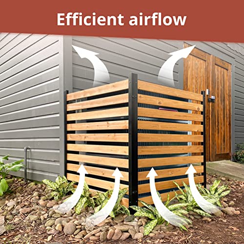 Enclo Privacy Screens EC18009 Charleston Wood Outdoor Privacy Fence Screen Slatted No-Dig Kit 38" W x 42" H, 2 Panels