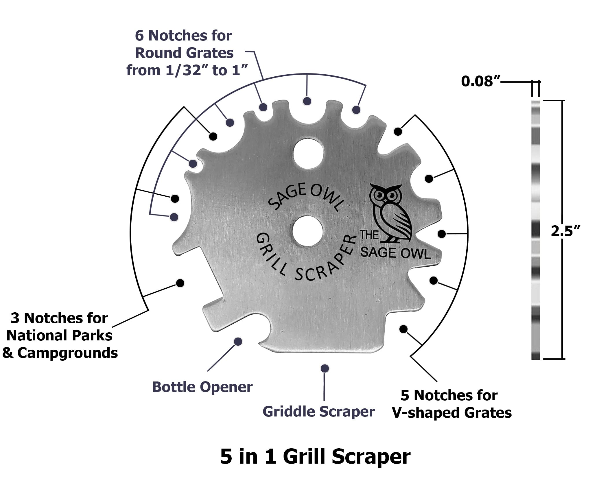 Universal Brass Grill Scraper with Handle, and an Additional Universal Stainless Steel Grill Scraper Combo - Stocking Stuffers for Mom