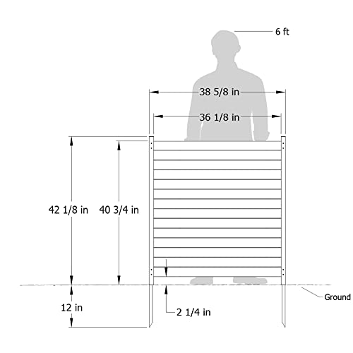 Enclo Privacy Screens EC18009 Charleston Wood Outdoor Privacy Fence Screen Slatted No-Dig Kit 38" W x 42" H, 2 Panels