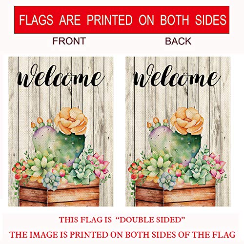 YaoChong Welcome Succulent Garden Flag Verticle Double Sided,Spring Summer Autumn Seasonal Gift Yard Farmhouse Holiday Decorations 12.5 x 18 inch