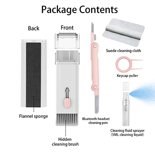 7 in 1 Electronic Cleaner kit - Keyboard Cleaner, Keyboard Cleaning Kit, Laptop Cleaner with Brush, Electronic Cleaner for Airpods pro/Laptop/Phone/Computer/Screen (Give Away a Flannel Cloth) Pink