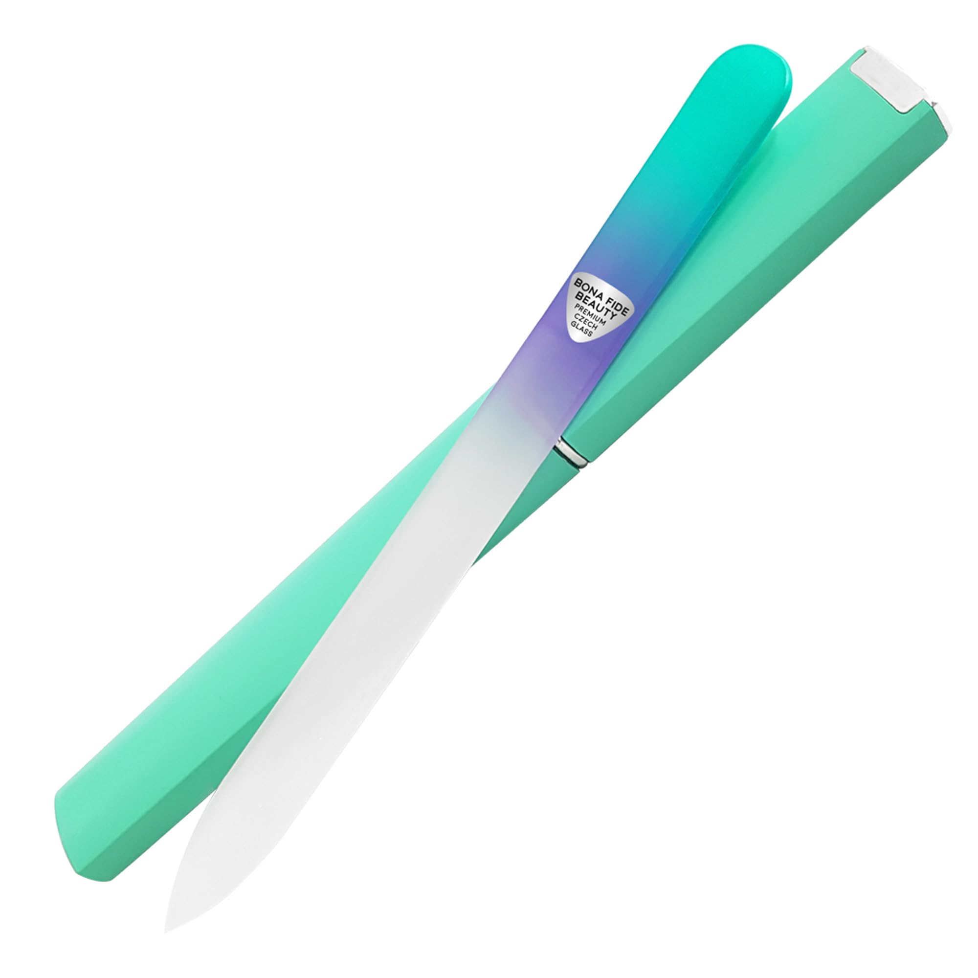 Glass Nail File with Case, Czech Glass Fingernail Files, Manicure Nail File for Natural Nails, Expert Precision Filing + Smooth Finish - Bona Fide Beauty Pastel Premium Nail Filer