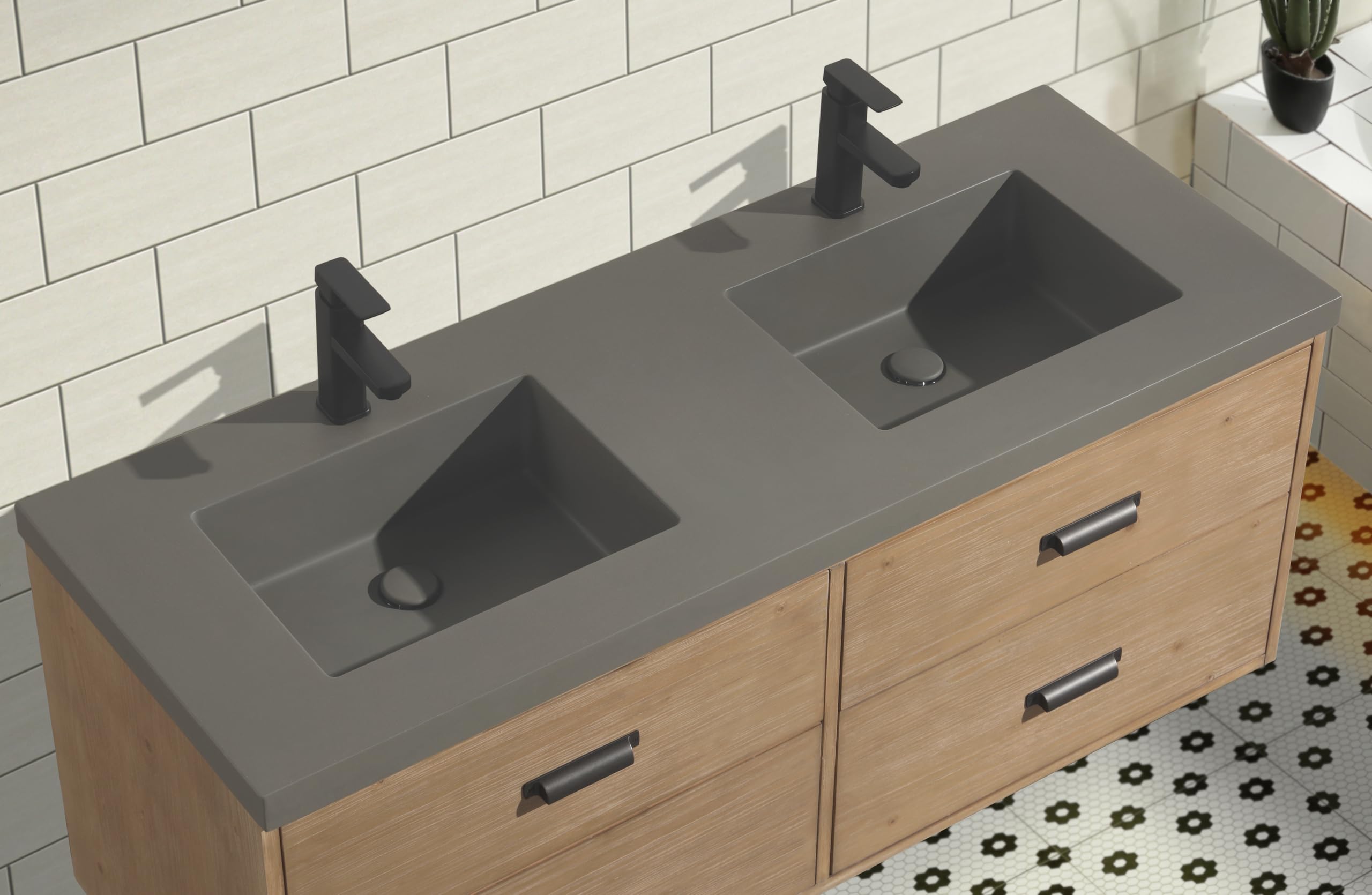 Ari Kitchen & Bath Kane 55" Bathroom Vanity Weathered Fir