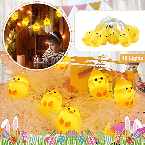 Easter Lights, 5ft 10 LEDs Chicks Light Indoor/Outdoor Decorative Light Battery Operated Chicks Night Light Walls, Windows, Rooms Decorative Lights for Tent Garden Patio Holiday Tree Decorative
