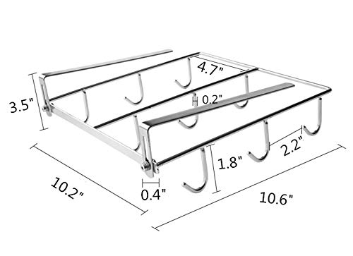 Coffee Mug Holder - 304 Stainless Steel ,Cup Rack Under Shelf ,Applicable Cabinet Adjustment Thickness 0.39 "-1.17" (9-Hooks) (Primary Color, 1 Piece)
