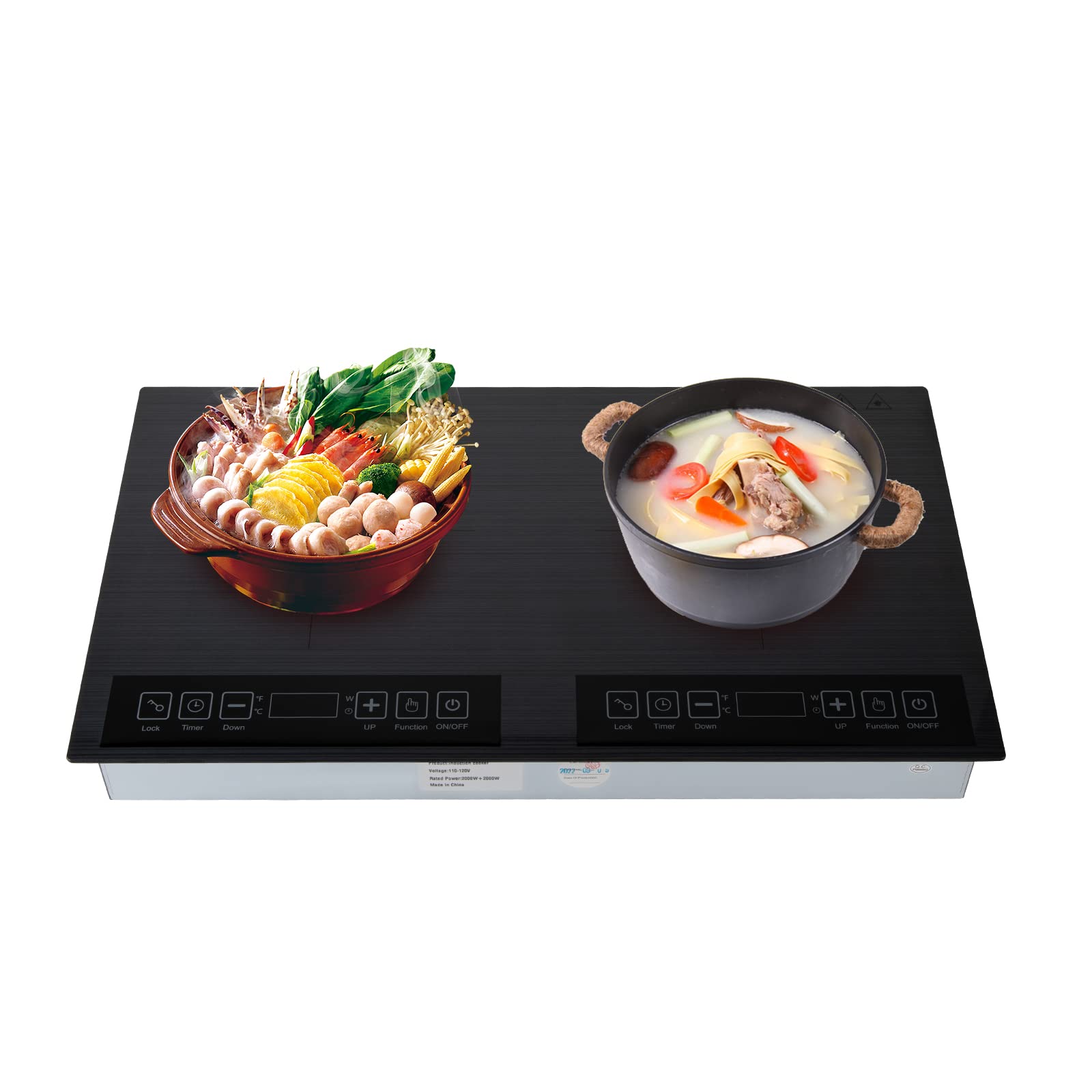YIYIONCE Double Induction Cooktop 24 In Portable Electric Cooktop 2 Burner 2KW Dual Induction Cooker with LED Touch Screen & 9 Temperature Fast Heating Induction Burner for Kitchen Home Use | US STOCK