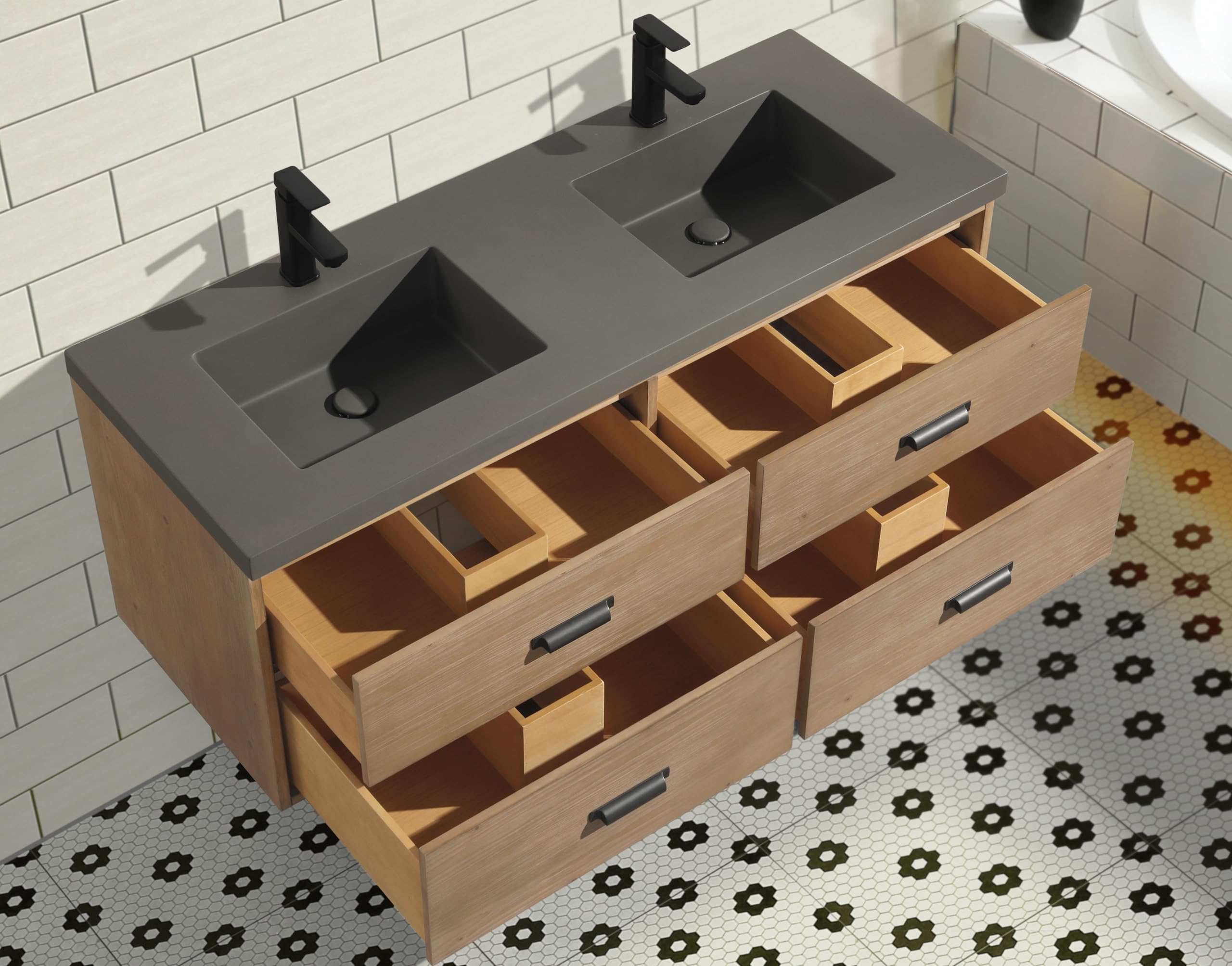 Ari Kitchen & Bath Kane 55" Bathroom Vanity Weathered Fir