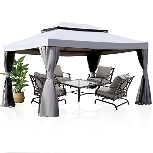 Grand Patio 10x13 Ft Patio Gazebo, Outdoor Gazebo Canopy with Mesh Netting and Curtains,Sturdy Straight Leg Tent Soft Top Gazebo for Patios Deck Backyard