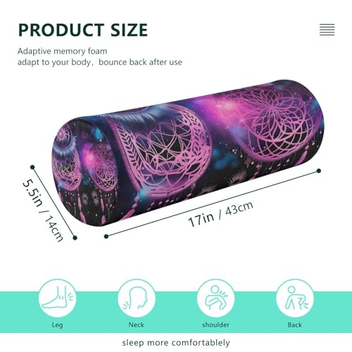 xigua Abstract Pattern Neck Roll Pillow for Neck Relief with Removable Washable Cover - Memory Foam Round Cylinder Bolster, Ergonomically Designed for Head, Neck, Back, and Legs