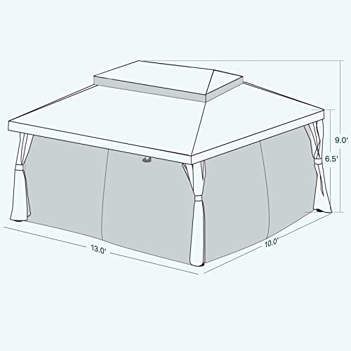 Grand Patio 10x13 Ft Patio Gazebo, Outdoor Gazebo Canopy with Mesh Netting and Curtains,Sturdy Straight Leg Tent Soft Top Gazebo for Patios Deck Backyard