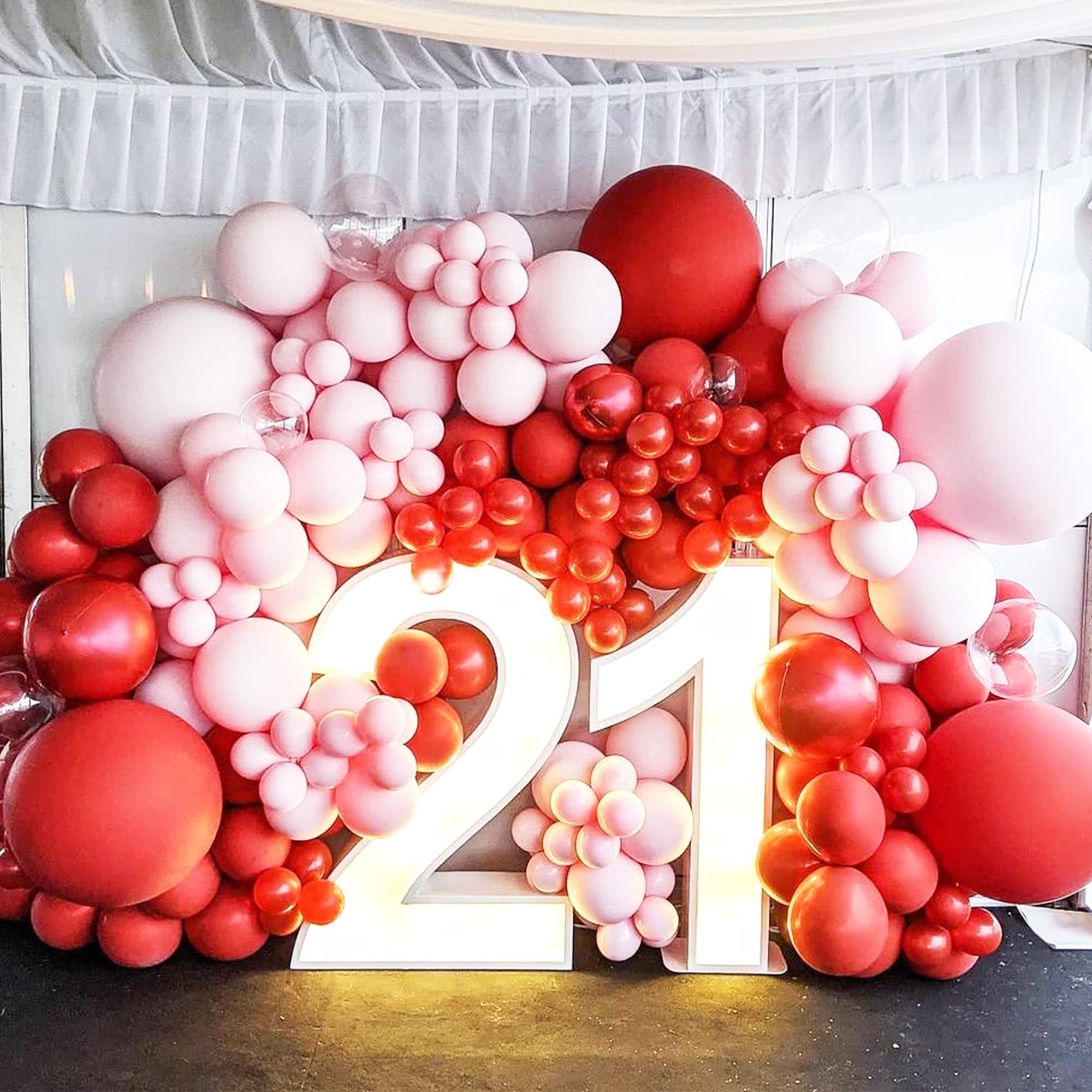 Valentines Balloons Garland Arch Kit with Pink Red Heart Balloons or Valentine Day Proposal Engagement Wedding Party Decorations