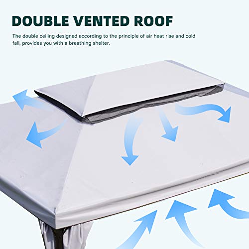 Grand Patio 10x13 Ft Patio Gazebo, Outdoor Gazebo Canopy with Mesh Netting and Curtains,Sturdy Straight Leg Tent Soft Top Gazebo for Patios Deck Backyard