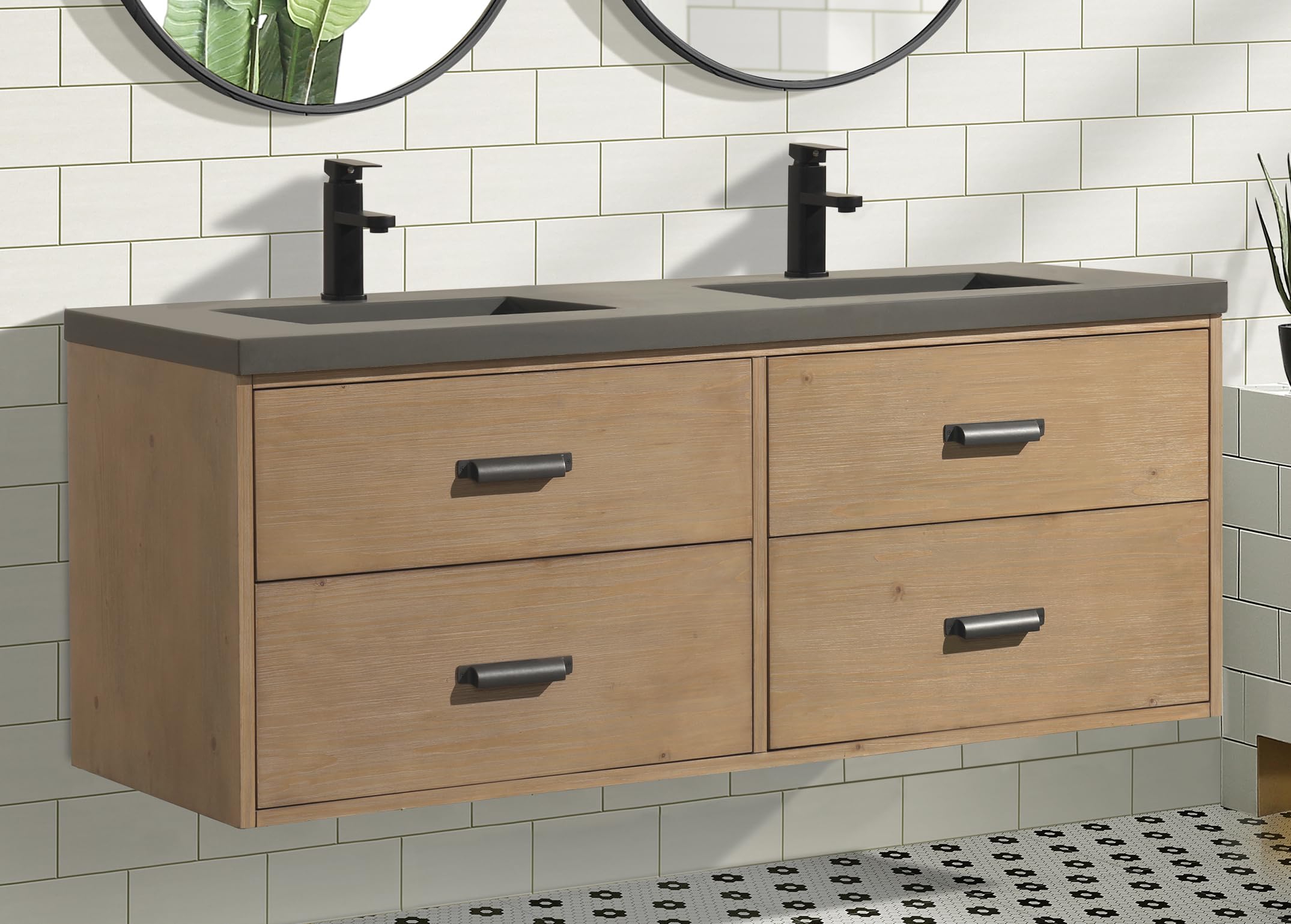 Ari Kitchen & Bath Kane 55" Bathroom Vanity Weathered Fir
