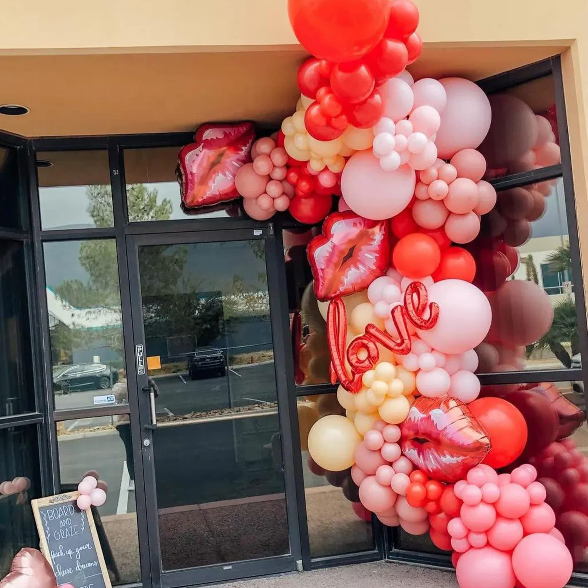 Valentines Balloons Garland Arch Kit with Pink Red Heart Balloons or Valentine Day Proposal Engagement Wedding Party Decorations