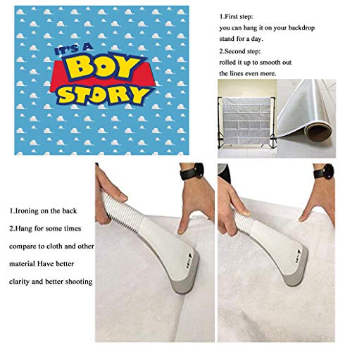 Art Studio It's a Boy Story Backdrop Birthday Party Theme Photo Background Blue Sky White Clouds Photography Backdrops Baby Shower Kids Hero Photo Booth Studio Props Vinyl 6x6ft