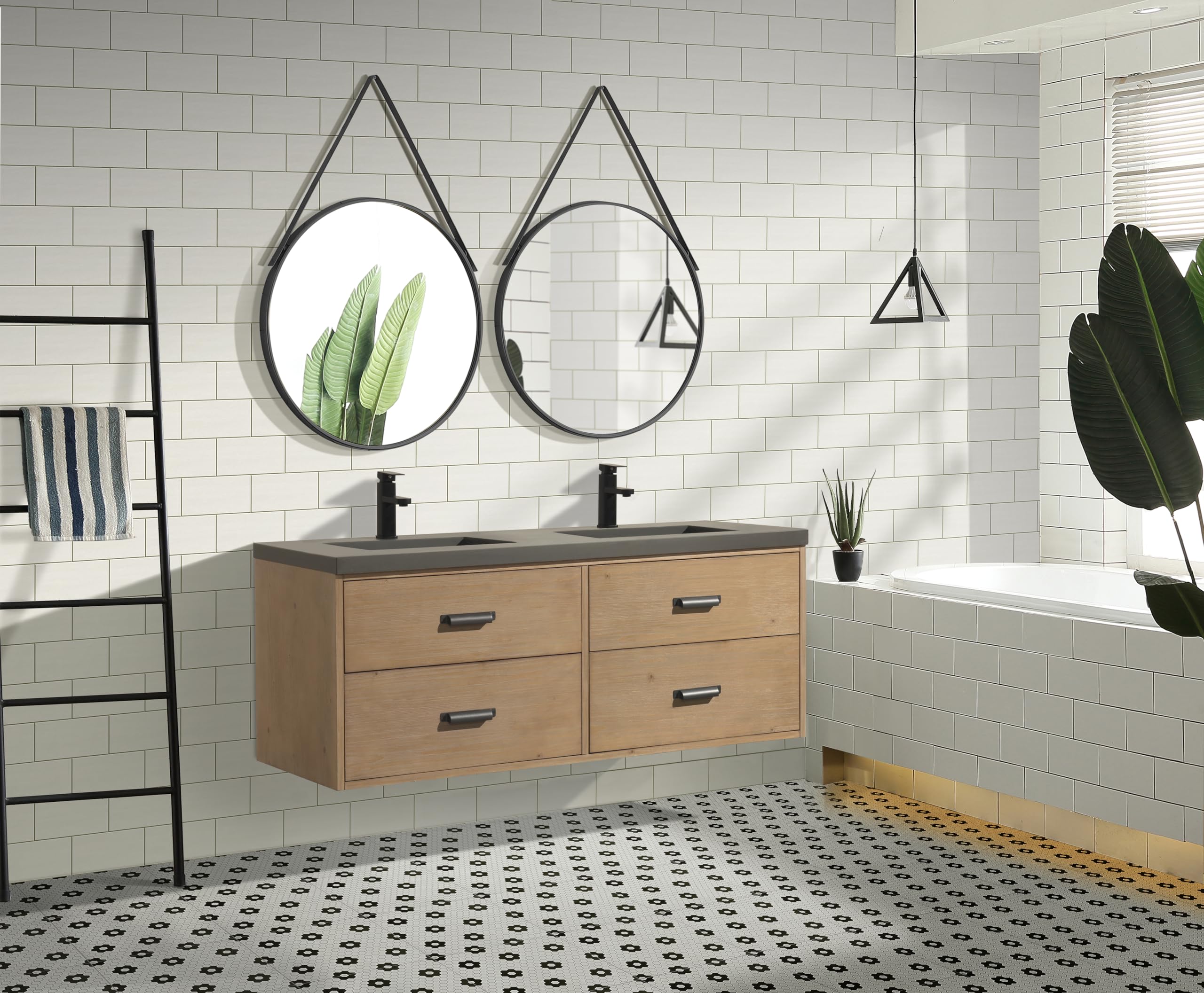 Ari Kitchen & Bath Kane 55" Bathroom Vanity Weathered Fir