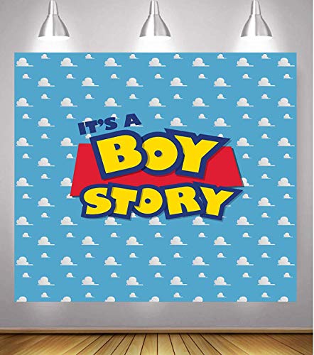 Art Studio It's a Boy Story Backdrop Birthday Party Theme Photo Background Blue Sky White Clouds Photography Backdrops Baby Shower Kids Hero Photo Booth Studio Props Vinyl 6x6ft