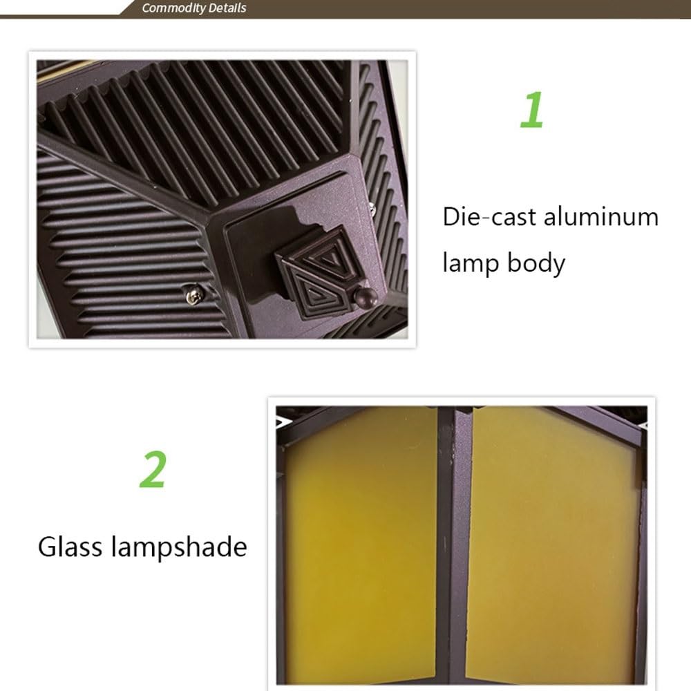 MODEBHD Solar LED Outdoor Post Lamps, Die-cast Aluminum Waterproof and Moisture-Proof IP65 Villa Courtyard Post Lantern E27, Pillar Light, The Garden Lawn Fence, Square Post Lights