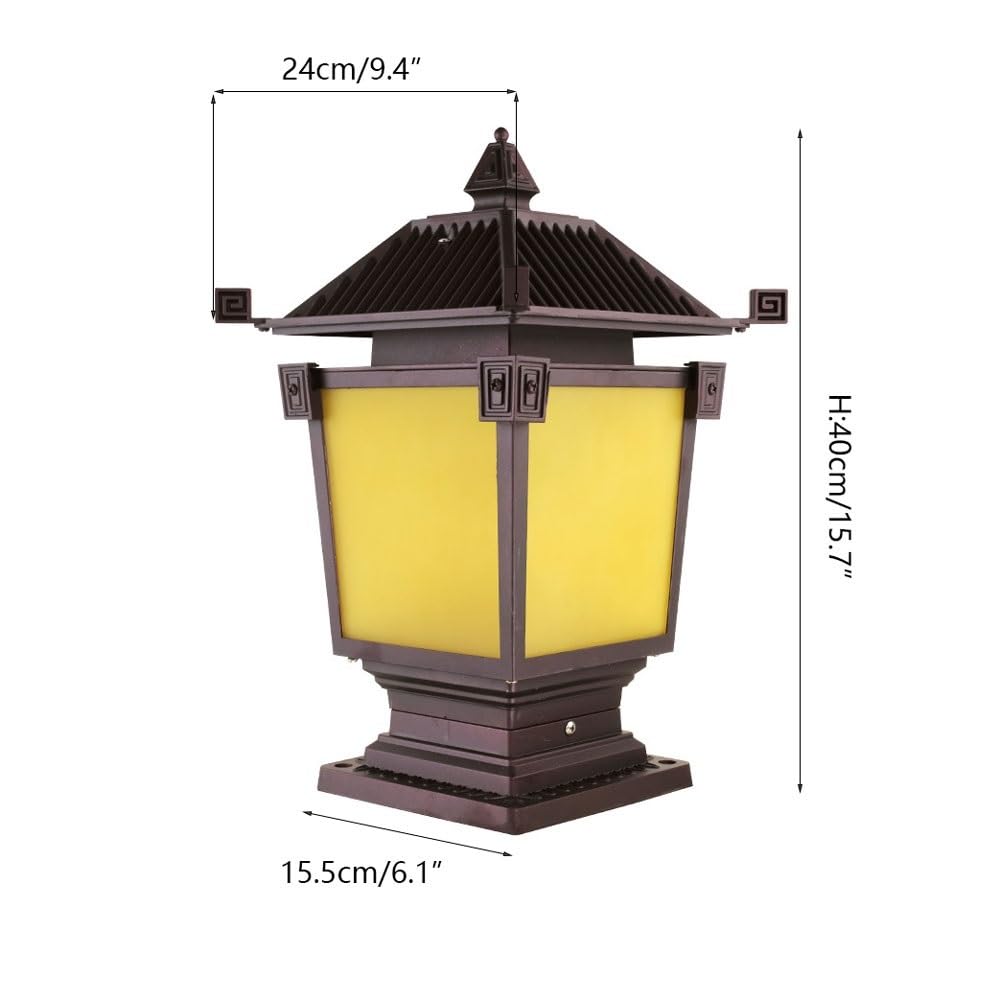 MODEBHD Solar LED Outdoor Post Lamps, Die-cast Aluminum Waterproof and Moisture-Proof IP65 Villa Courtyard Post Lantern E27, Pillar Light, The Garden Lawn Fence, Square Post Lights