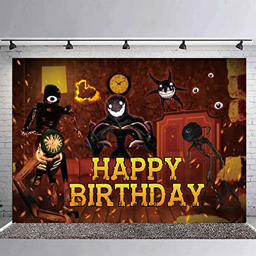 Doors Figure Game Birthday Party Decorations Supplies Doors Gaming Theme Backdrop Photography Background Banner Doors Figure Party Decoration - 5X7 FT