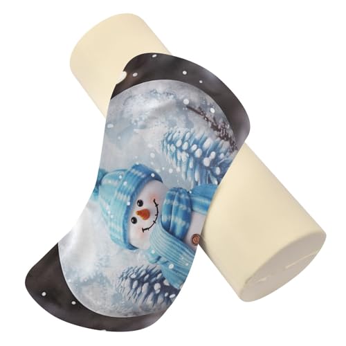 xigua Snowman Neck Roll Pillow for Neck Relief with Removable Washable Cover - Memory Foam Round Cylinder Bolster, Ergonomically Designed for Head, Neck, Back, and Legs