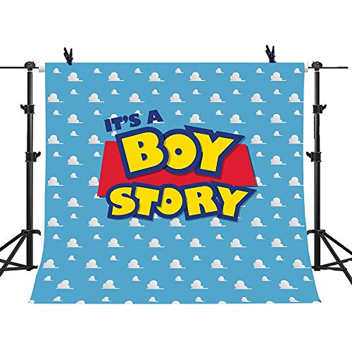 Art Studio It's a Boy Story Backdrop Birthday Party Theme Photo Background Blue Sky White Clouds Photography Backdrops Baby Shower Kids Hero Photo Booth Studio Props Vinyl 6x6ft
