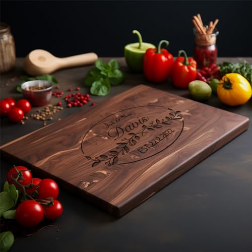 Personalized Custom Cutting Board, Maple/Walnut Custom Carved Cutting Board, Handmade in the USA, Personalized Gifts, Wedding, Birthday, Christmas, Anniversary or Bridal Shower Gifts(Style 1)
