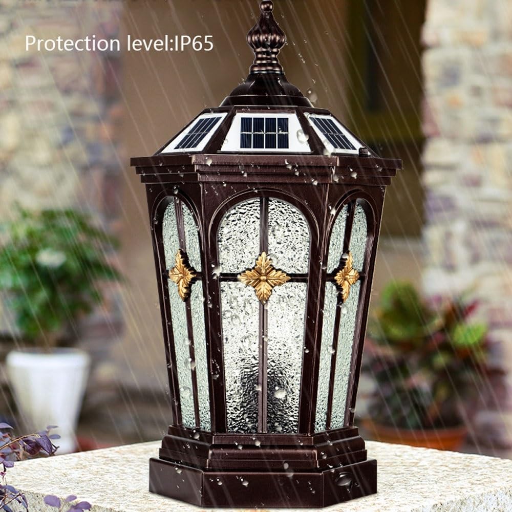 MODEBHD Solar Outdoor Post Light, Waterproof IP65 Villa Courtyard Garden Post Lantern, Pillar Light with One Light and Three Color Temperature, On/Off Solar Powered Post Lamps