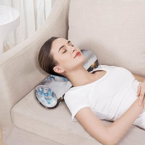 xigua Snowman Neck Roll Pillow for Neck Relief with Removable Washable Cover - Memory Foam Round Cylinder Bolster, Ergonomically Designed for Head, Neck, Back, and Legs