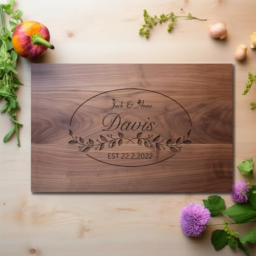 Personalized Custom Cutting Board, Maple/Walnut Custom Carved Cutting Board, Handmade in the USA, Personalized Gifts, Wedding, Birthday, Christmas, Anniversary or Bridal Shower Gifts(Style 1)