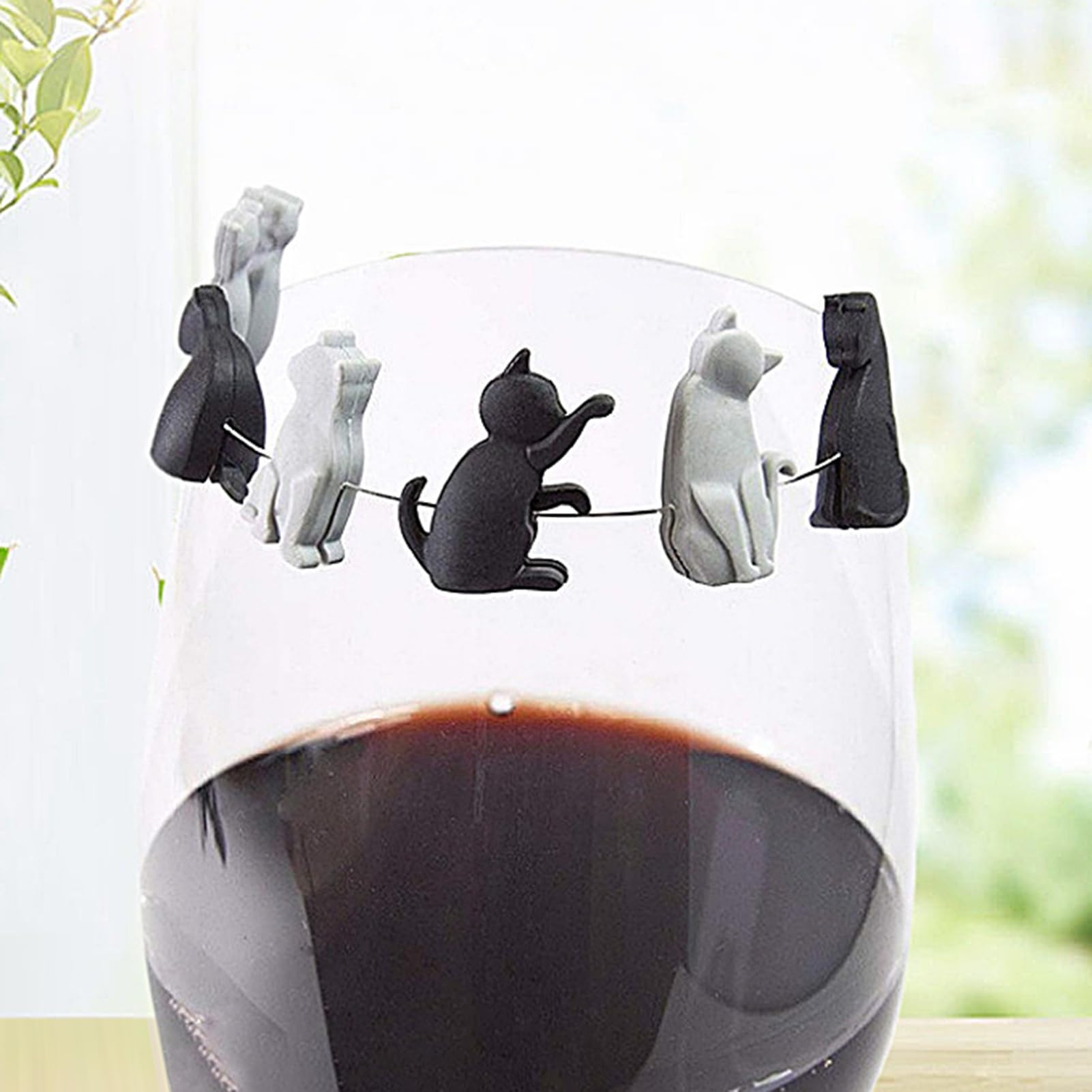 Libcflcc Heat-Resistant Silicone Tea Bag Clips Set of 6 Cartoon Cat-Shaped Reusable Holders for Bags Drink Markers Food 6pcs
