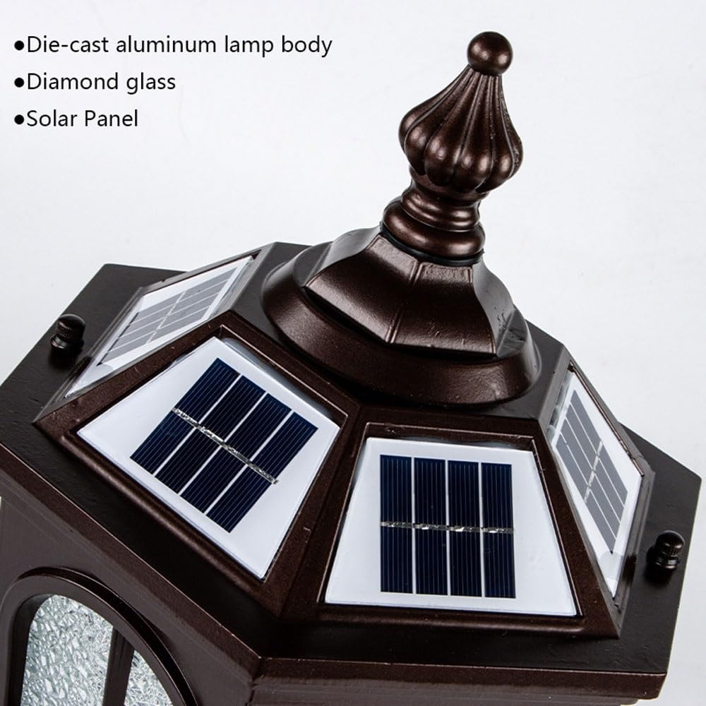 MODEBHD Solar Outdoor Post Light, Waterproof IP65 Villa Courtyard Garden Post Lantern, Pillar Light with One Light and Three Color Temperature, On/Off Solar Powered Post Lamps